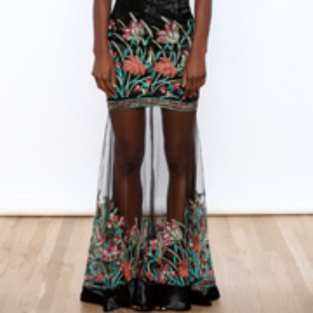 Sheer Mesh Embroidered Set - Gem